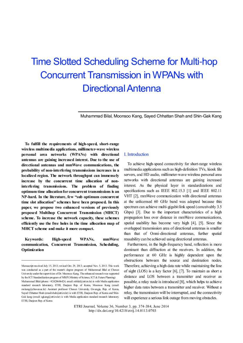 Time-Slotted Scheduling Schemes for Multi-hop Concurrent Transmission ...