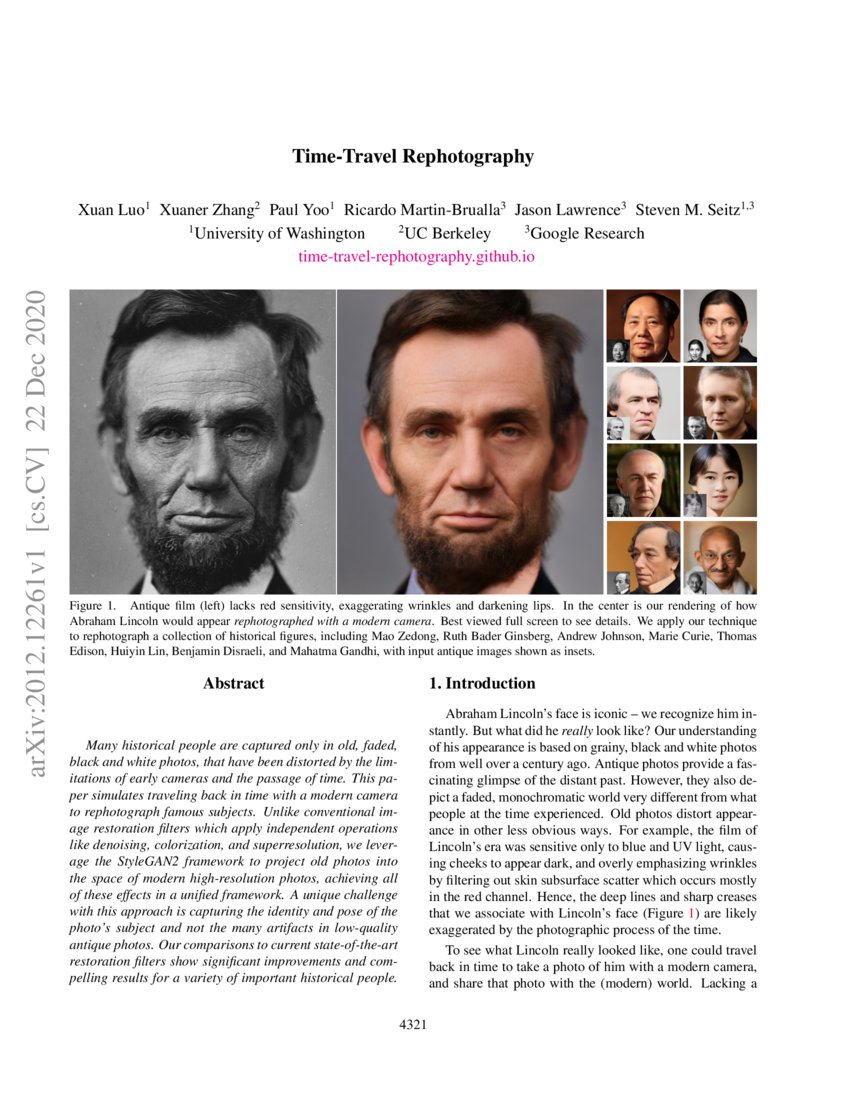 Time-Travel Rephotography | DeepAI