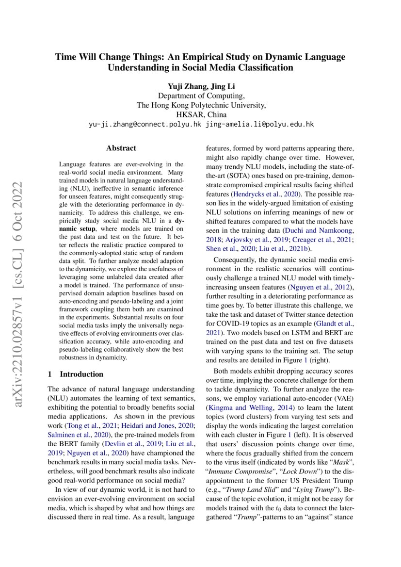 Time Will Change Things: An Empirical Study on Dynamic Language Understanding in Social Media ...