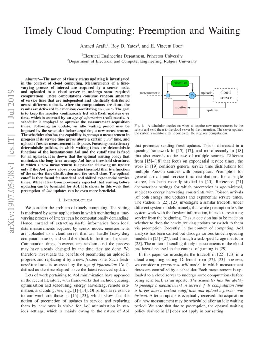 Timely Cloud Computing: Preemption and Waiting | DeepAI