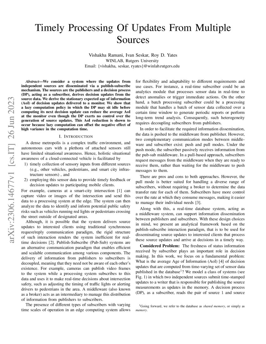 Timely Processing Of Updates From Multiple Sources | DeepAI