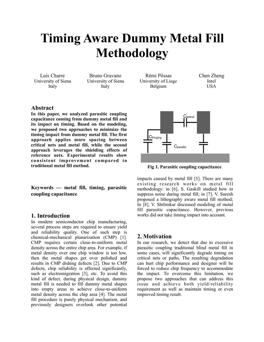 Timing Aware Dummy Metal Fill Methodology | DeepAI