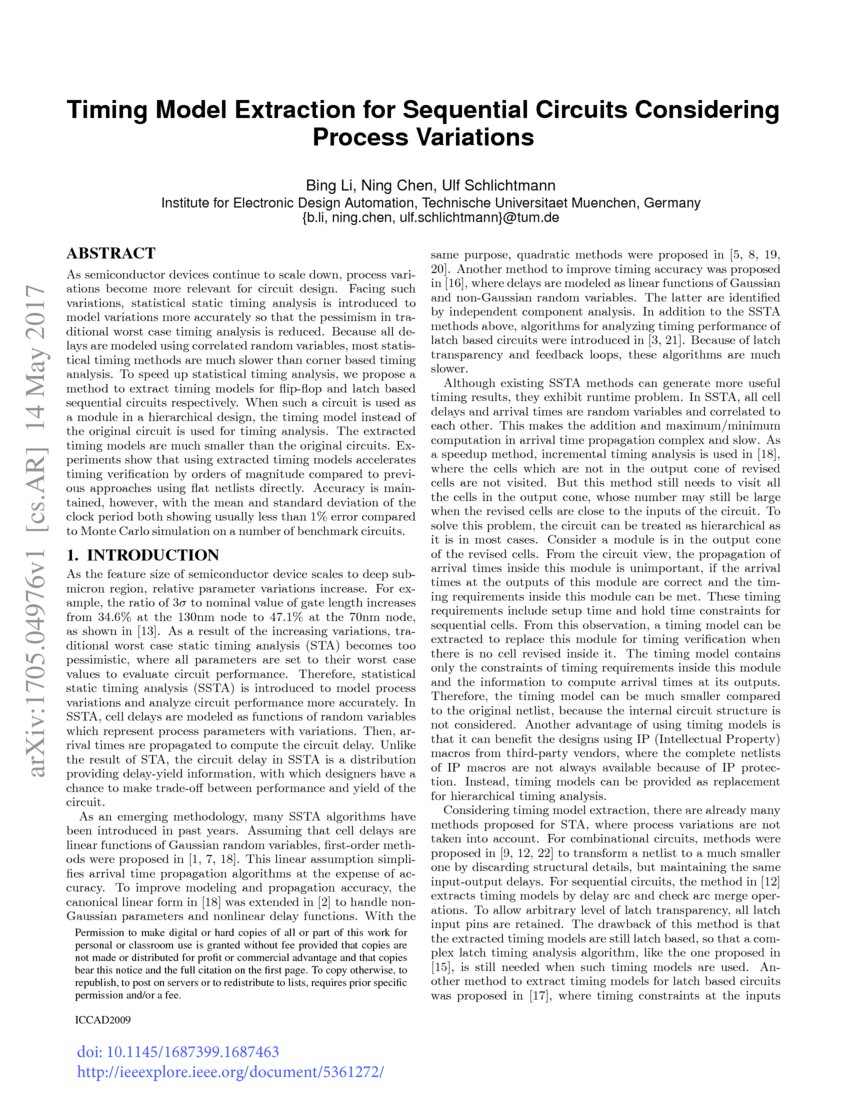 Timing Model Extraction For Sequential Circuits Considering Process