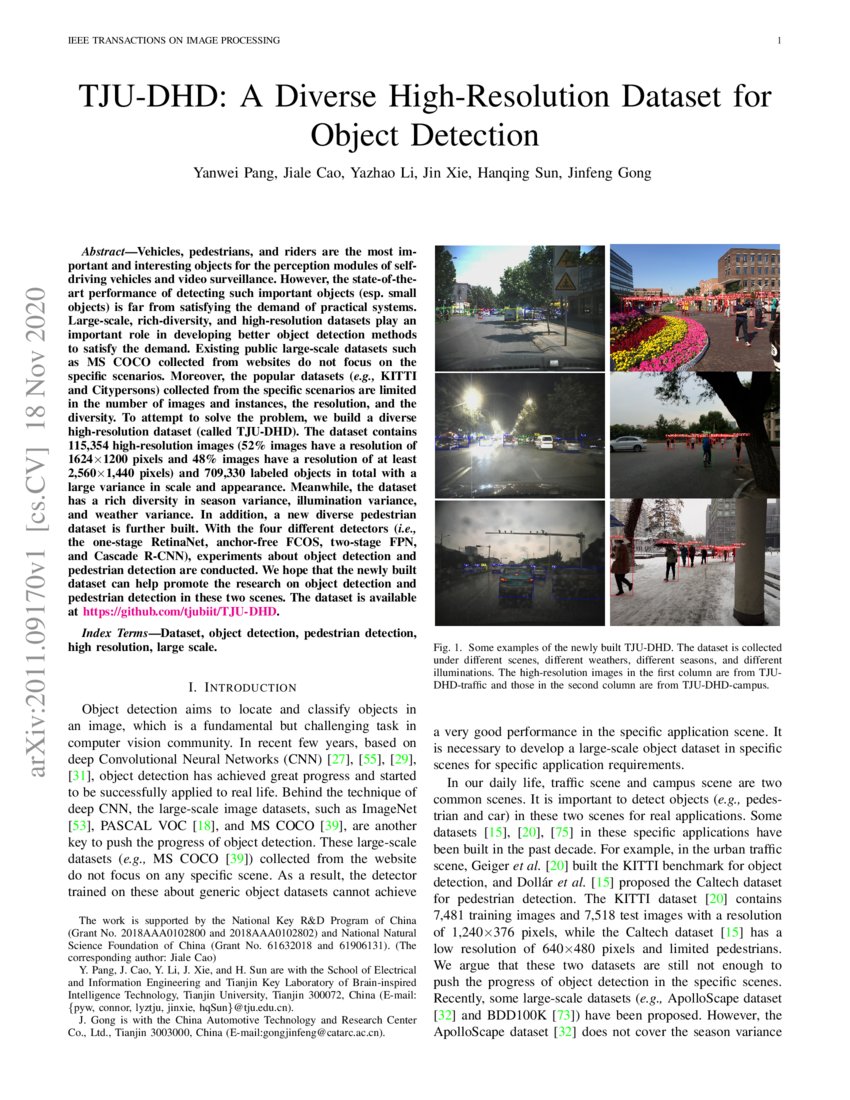 Tju Dhd A Diverse High Resolution Dataset For Object Detection Deepai