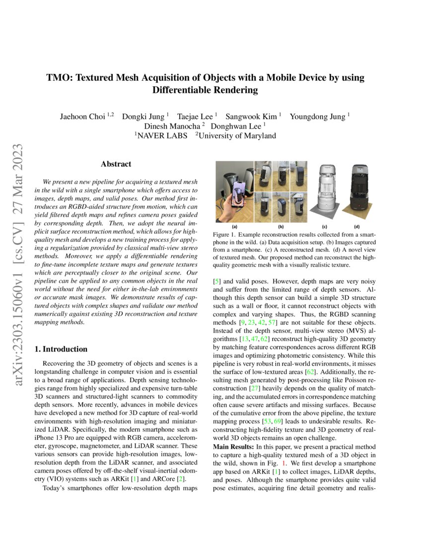 Tmo Textured Mesh Acquisition Of Objects With A Mobile Device By Using