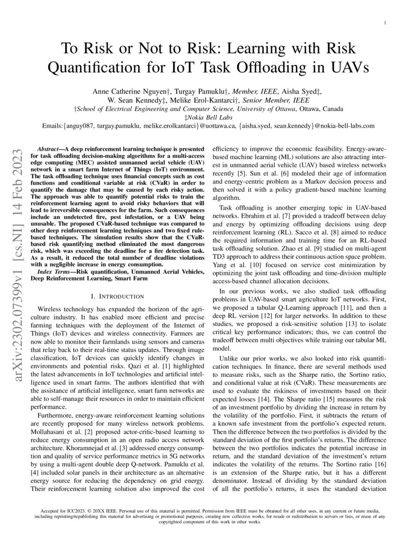 To Risk Or Not To Risk Learning With Risk Quantification For Iot Task