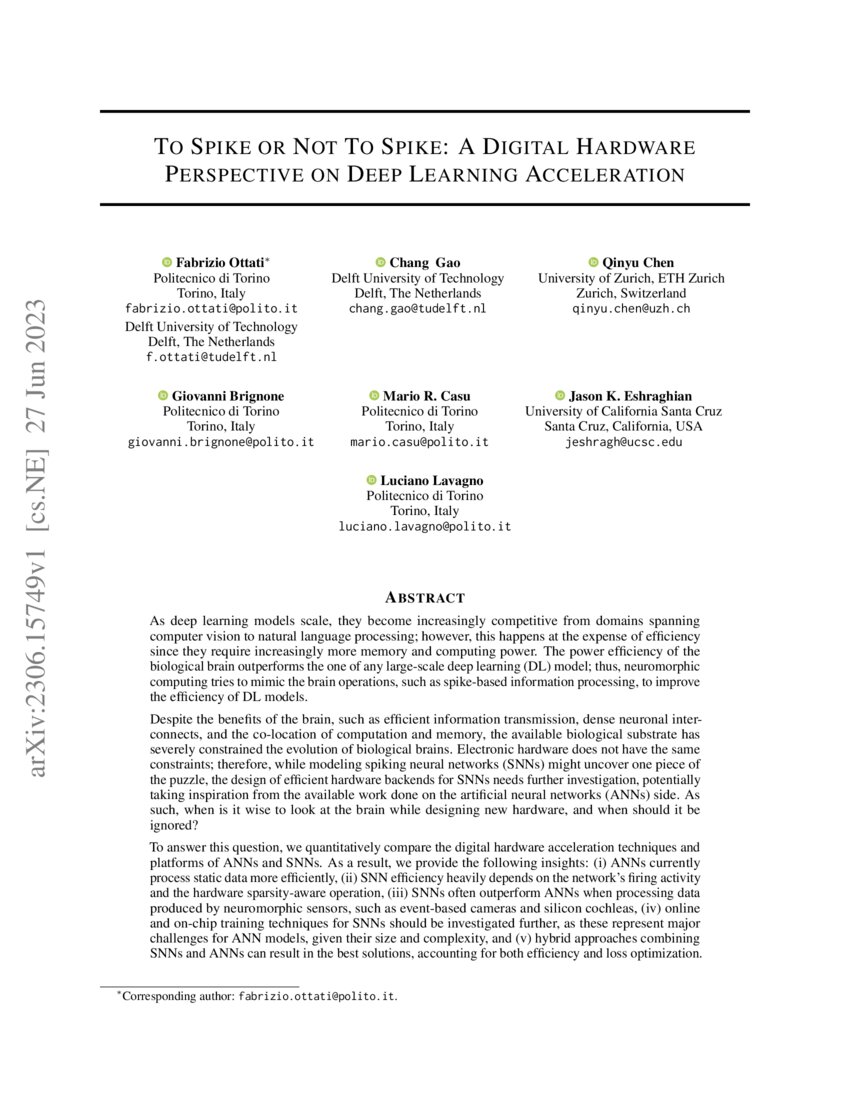 To Spike Or Not To Spike A Digital Hardware Perspective On Deep