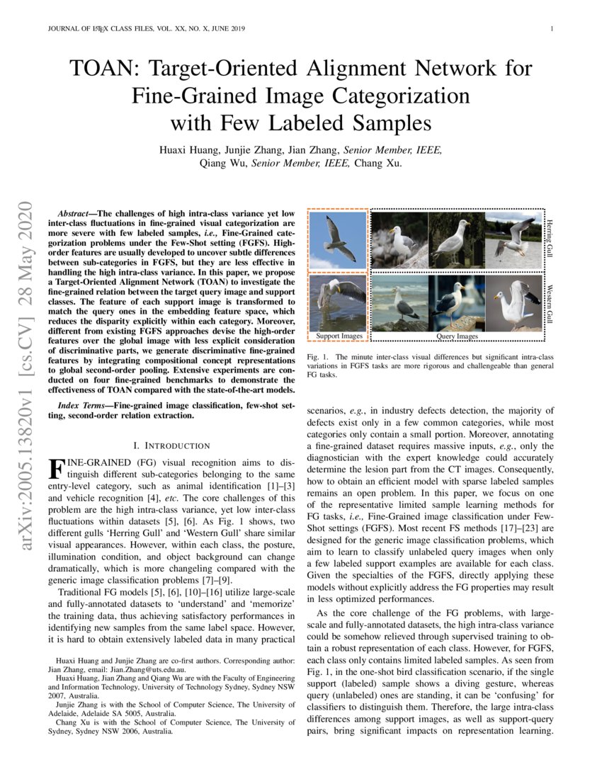 TOAN: Target-Oriented Alignment Network for Fine-Grained Image Categorization with Few Labeled ...