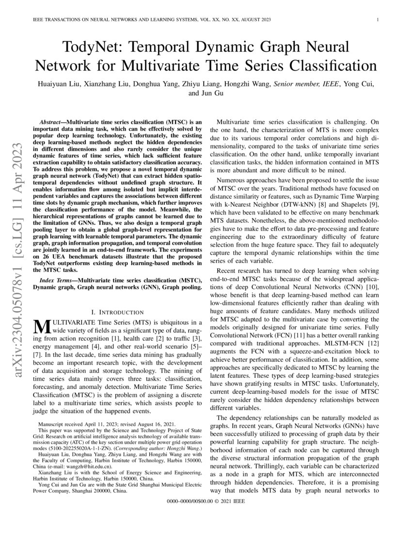 TodyNet: Temporal Dynamic Graph Neural Network for Multivariate Time ... TodyNet: Temporal Dynamic Graph Neural Network for Multivariate Time ...