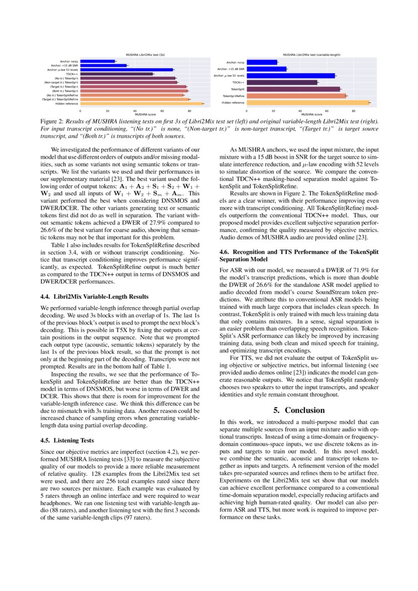 TokenSplit: Using Discrete Speech Representations for Direct, Refined ... TokenSplit: Using Discrete Speech Representations for Direct, Refined ...