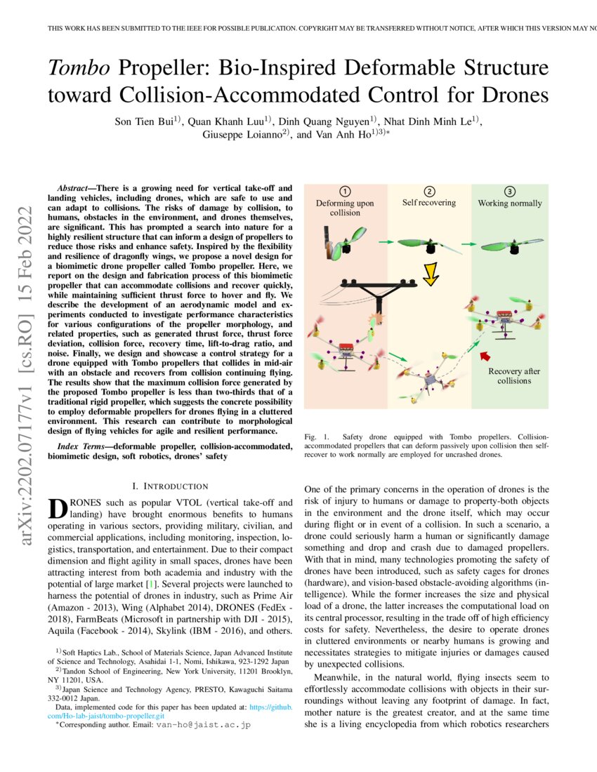 Tombo Propeller: Bio-Inspired Deformable Structure toward Collision ...