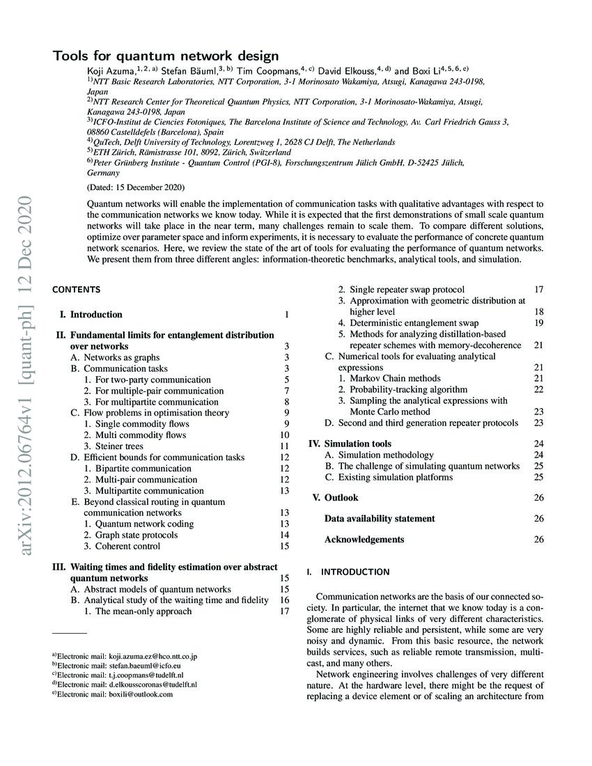 Tools for quantum network design | DeepAI