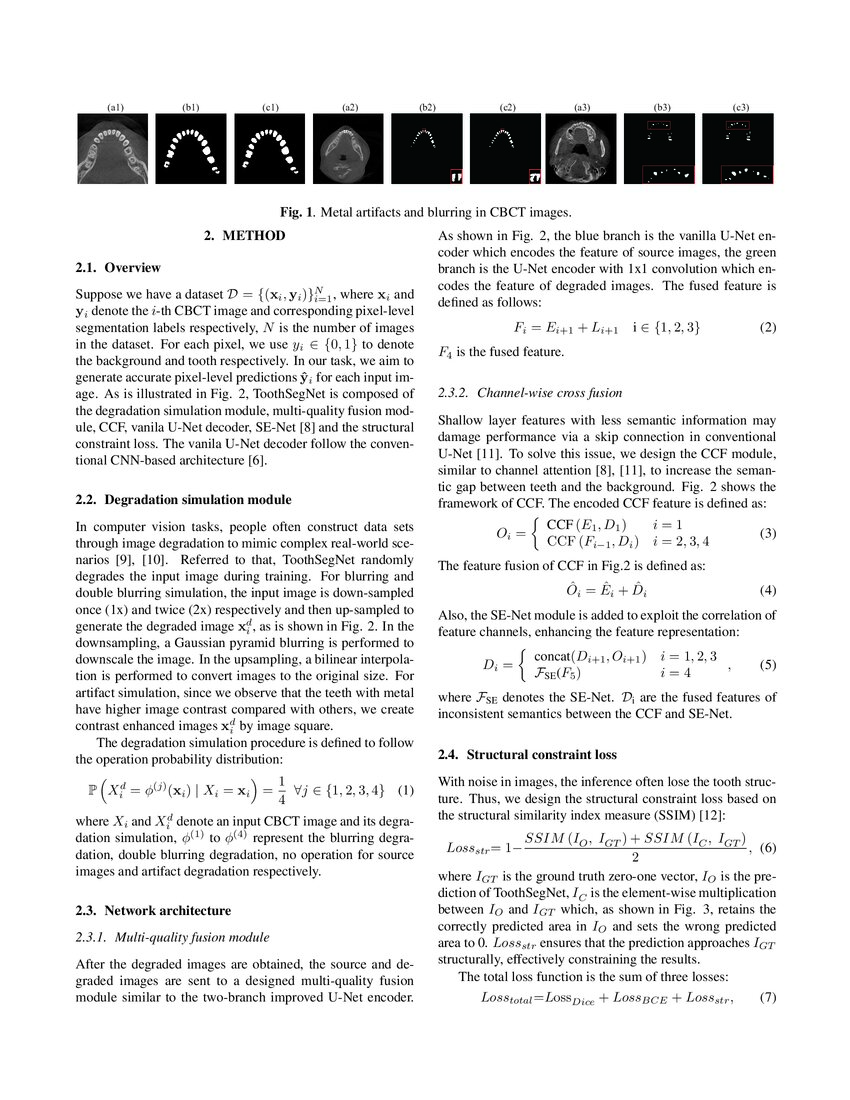 ToothSegNet: Image Degradation meets Tooth Segmentation in CBCT Images | DeepAI