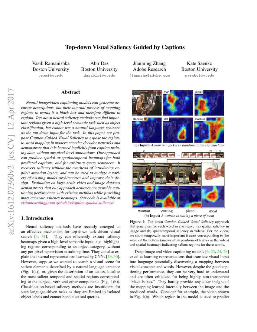 Top-down Visual Saliency Guided by Captions | DeepAI