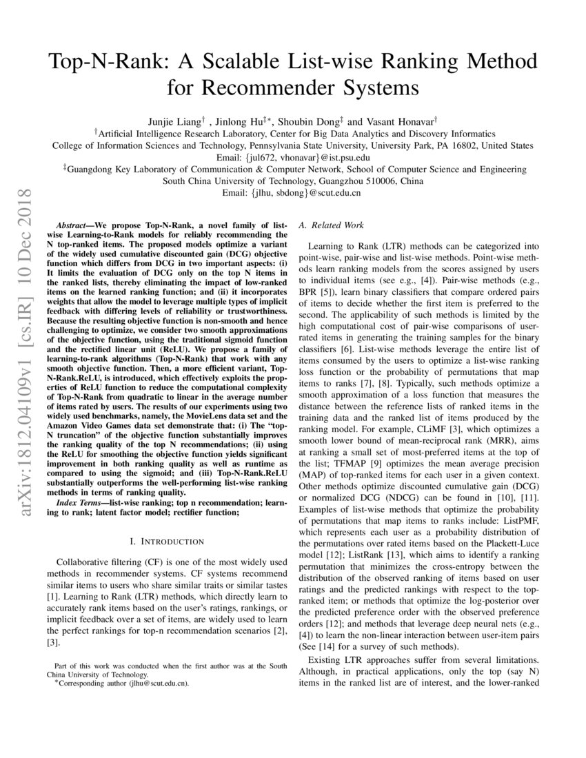 Top-N-Rank: A Scalable List-wise Ranking Method for Recommender Systems ...