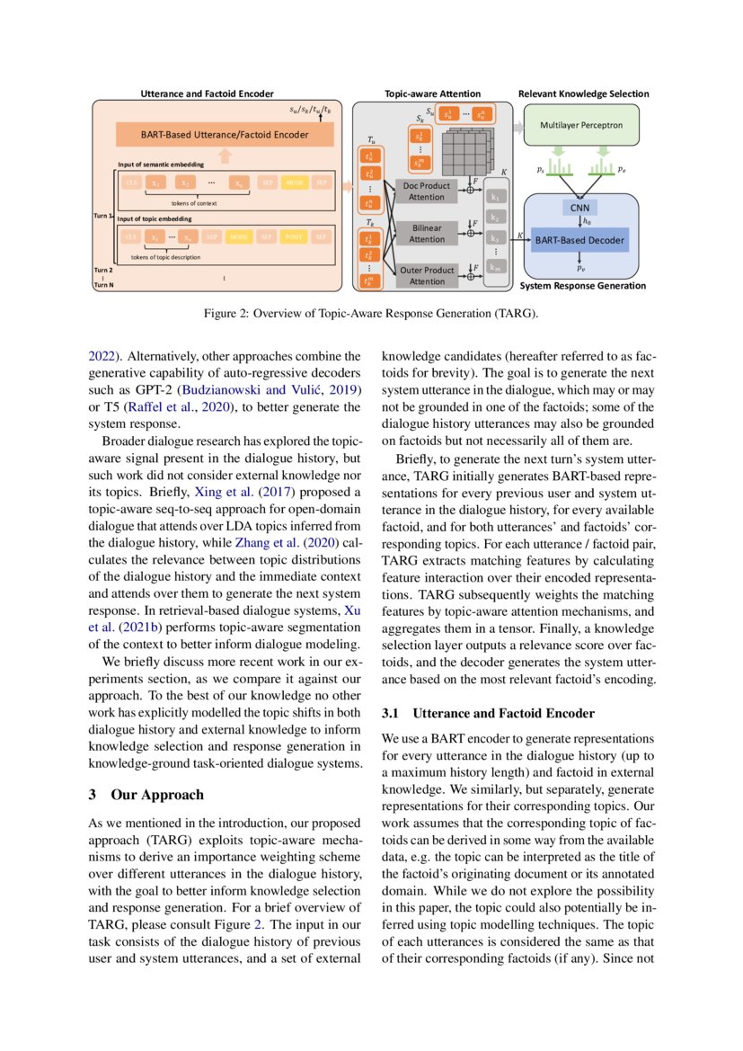 Topic Aware Response Generation In Task Oriented Dialogue With Unstructured Knowledge Access