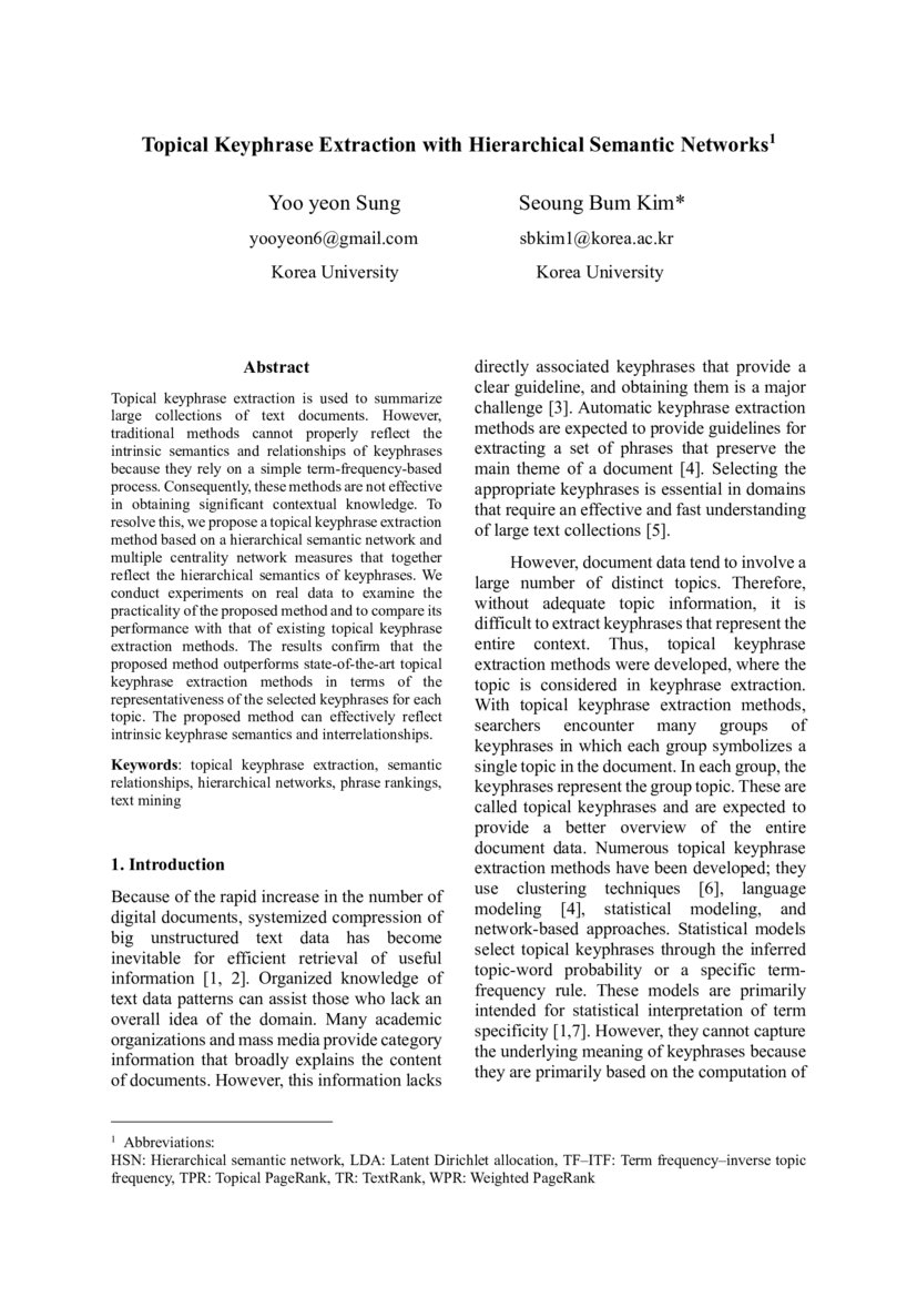 Topical Keyphrase Extraction With Hierarchical Semantic Networks Deepai