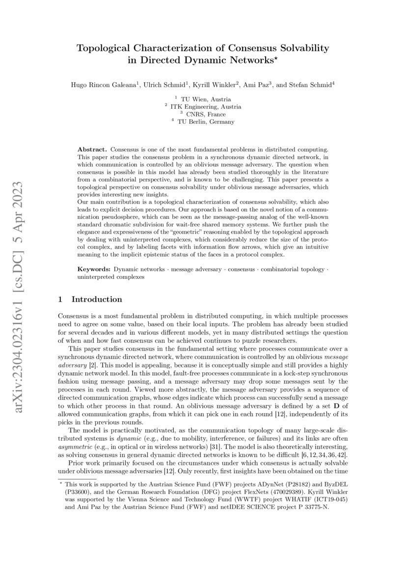 Topological Characterization Of Consensus Solvability In Directed Dynamic Networks Deepai