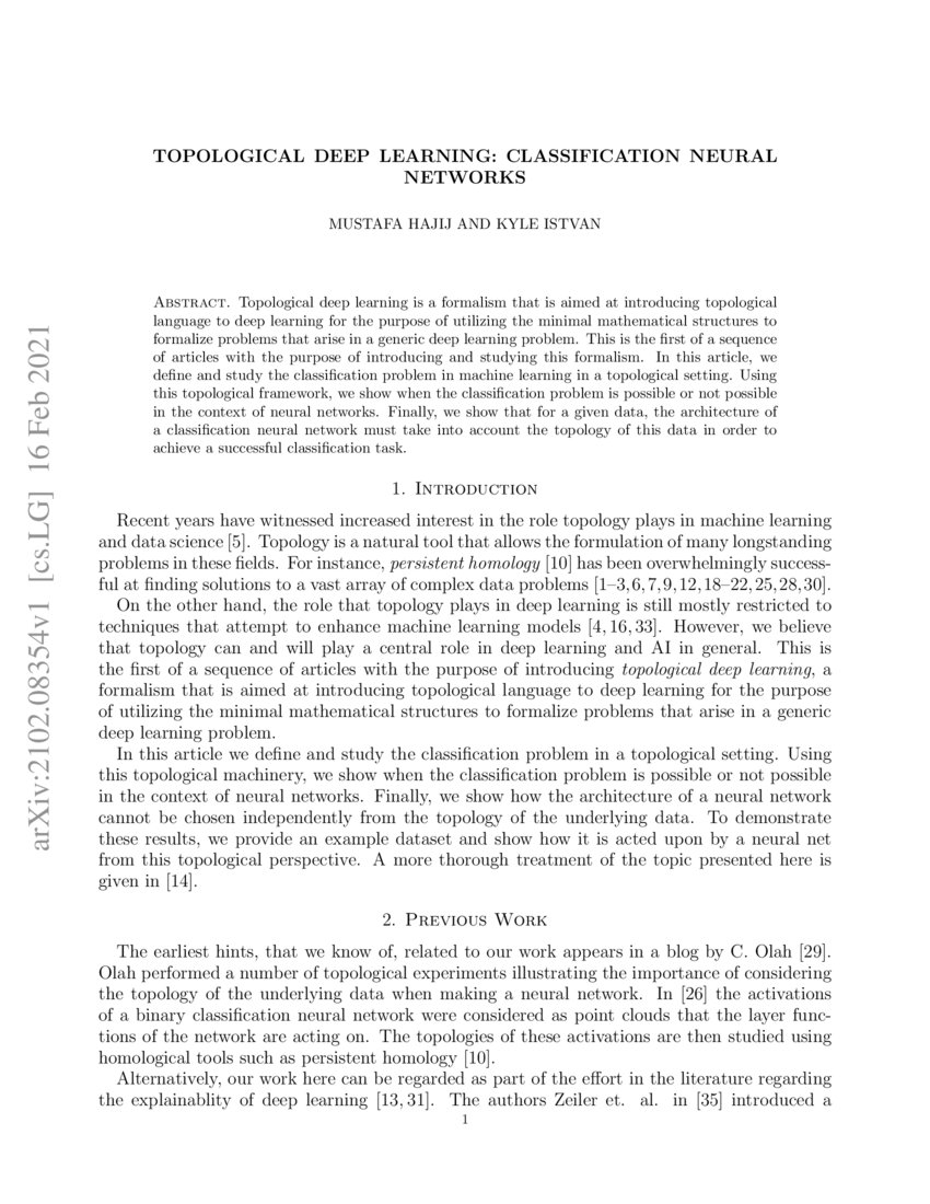 Topological Deep Learning: Classification Neural Networks | DeepAI Topological Deep Learning: Classification Neural Networks | DeepAI