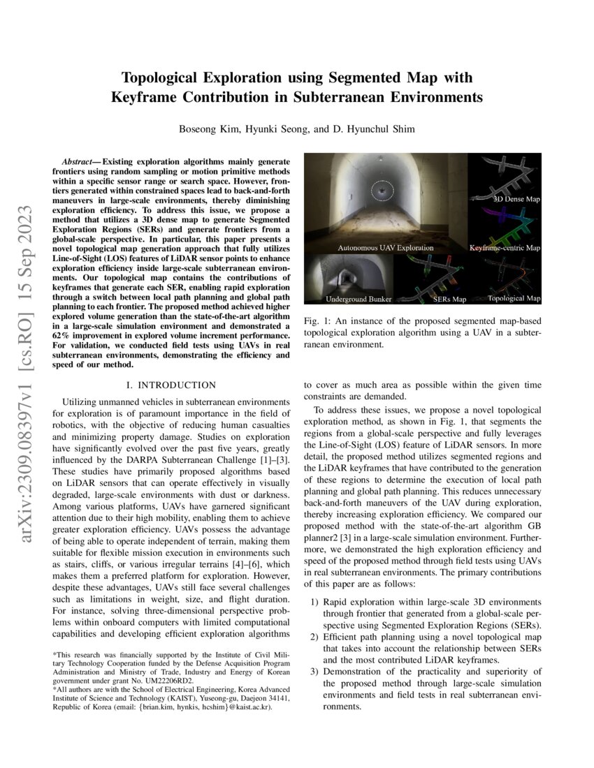 Topological Exploration Using Segmented Map With Keyframe Contribution