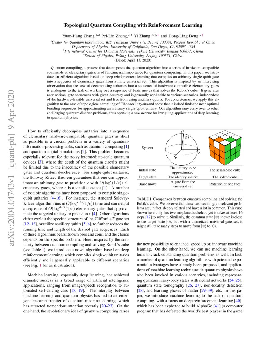 Topological Quantum Compiling with Reinforcement Learning | DeepAI