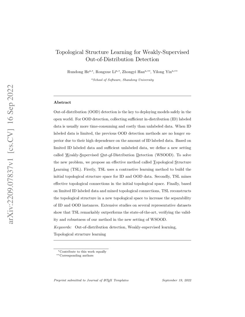 Topological Structure Learning for Weakly-Supervised Out-of-Distribution Detection | DeepAI