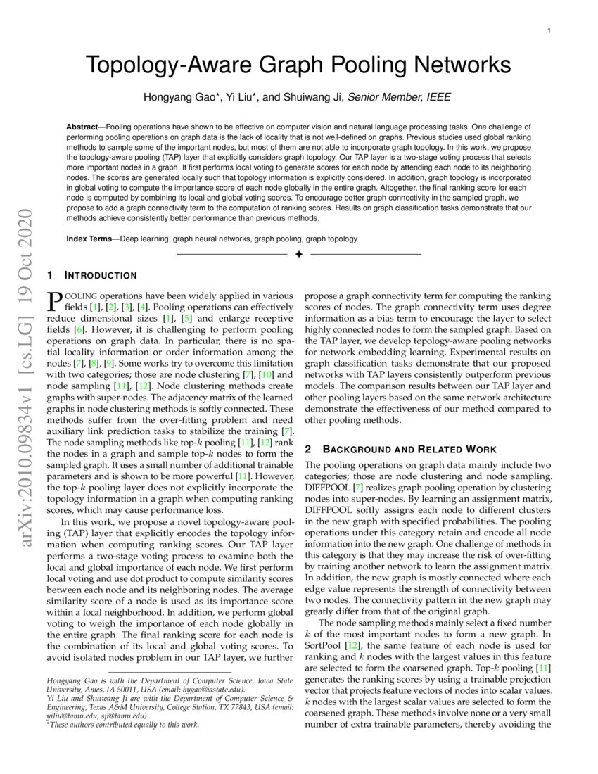 Topology-Aware Graph Pooling Networks | DeepAI