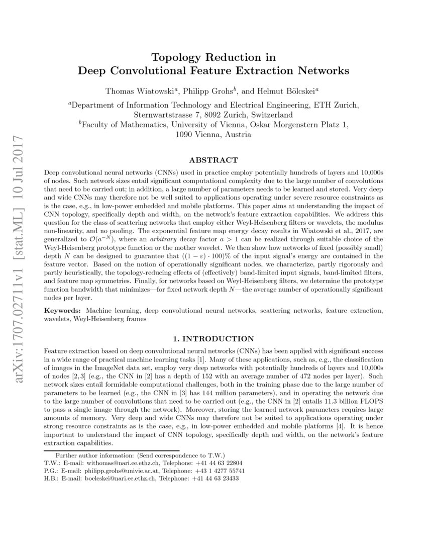 Topology Reduction in Deep Convolutional Feature Extraction Networks | DeepAI