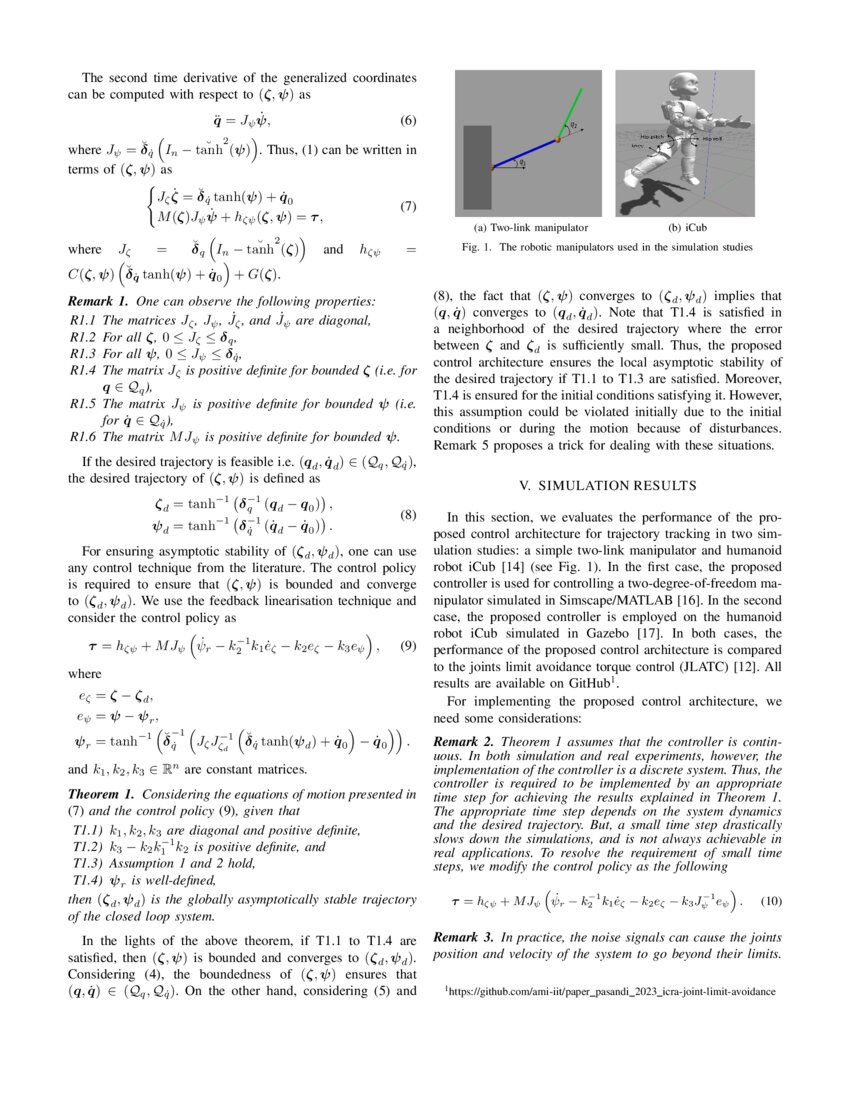 Torque Control with Joints Position and Velocity Limits Avoidance | DeepAI