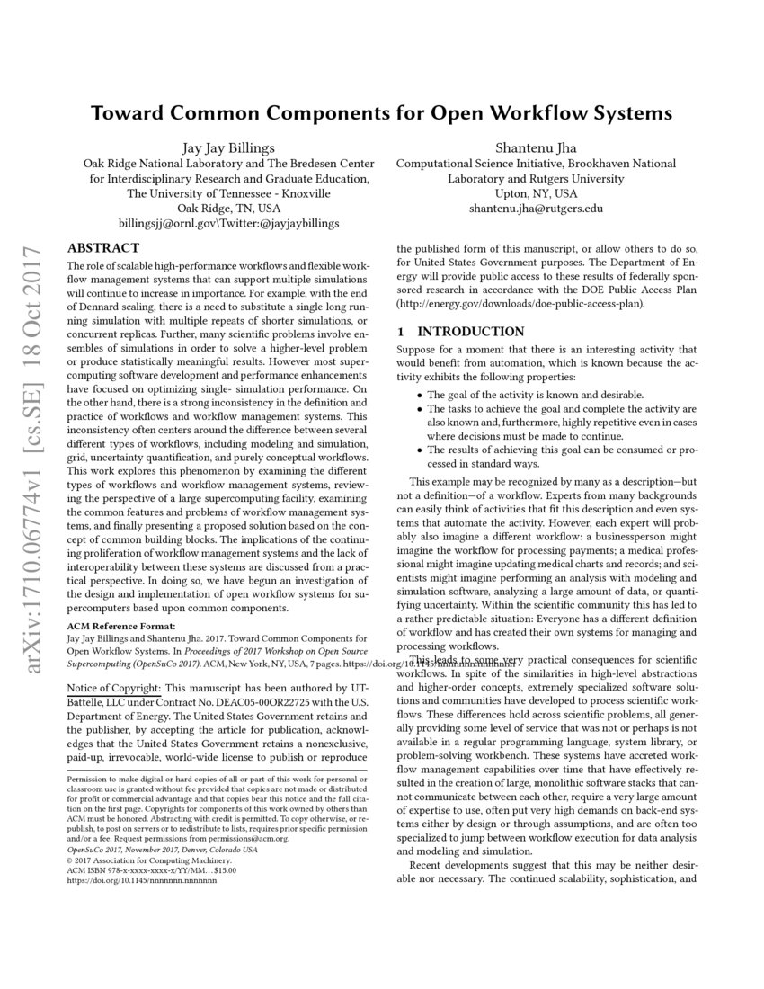 Toward Common Components for Open Workflow Systems | DeepAI