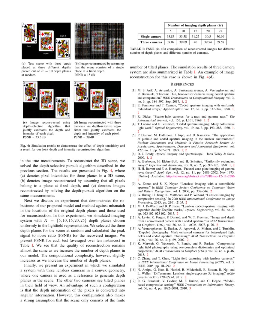 Toward Depth Estimation Using Mask Based Lensless Cameras Deepai
