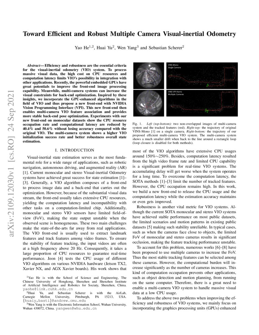 Toward Efficient and Robust Multiple Camera Visual-inertial Odometry ... Toward Efficient and Robust Multiple Camera Visual-inertial Odometry ...
