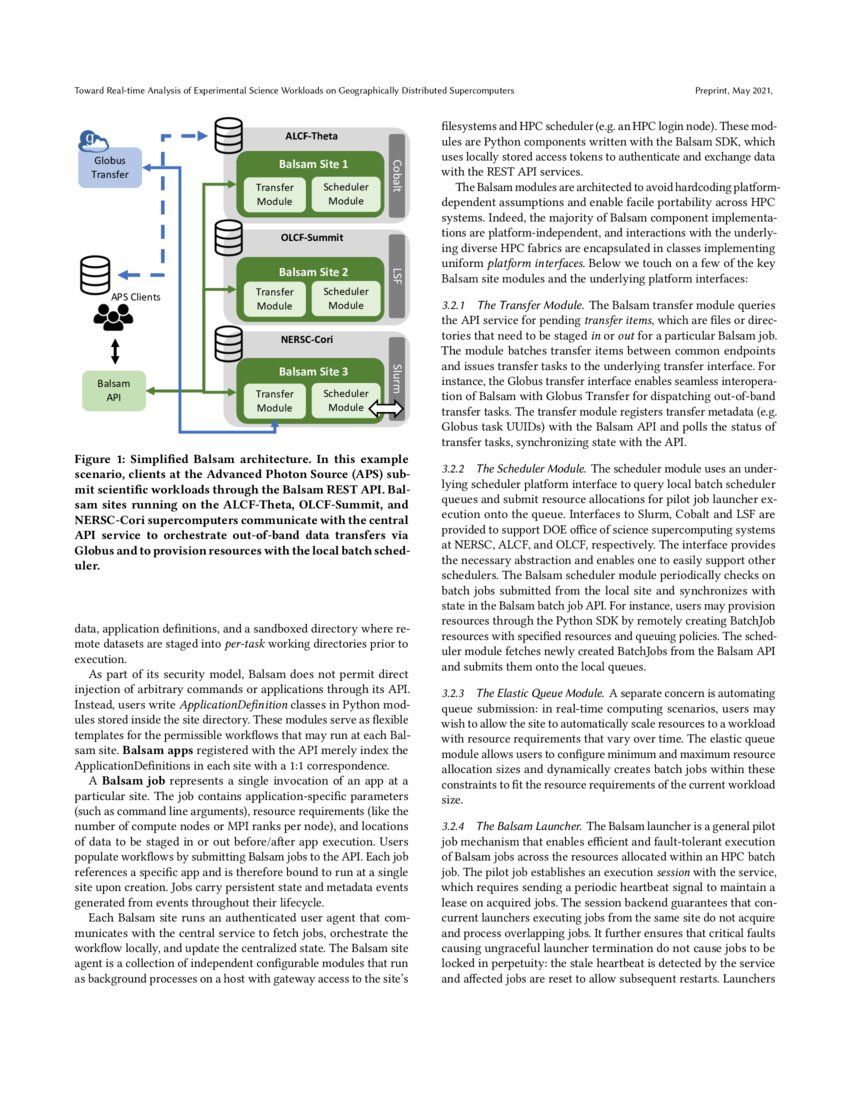 Toward Real-time Analysis of Experimental Science Workloads on Geographically Distributed ...
