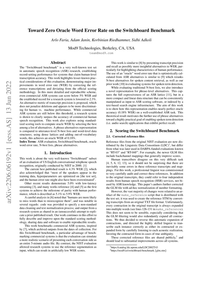 Toward Zero Oracle Word Error Rate On The Switchboard Benchmark DeepAI toward-zero-oracle-word-error-rate-on-the-switchboard-benchmark-deepai