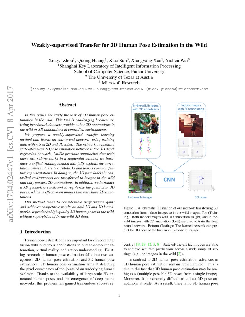 Towards 3D Human Pose Estimation in the Wild: a Weakly-supervised ... Towards 3D Human Pose Estimation in the Wild: a Weakly-supervised ...