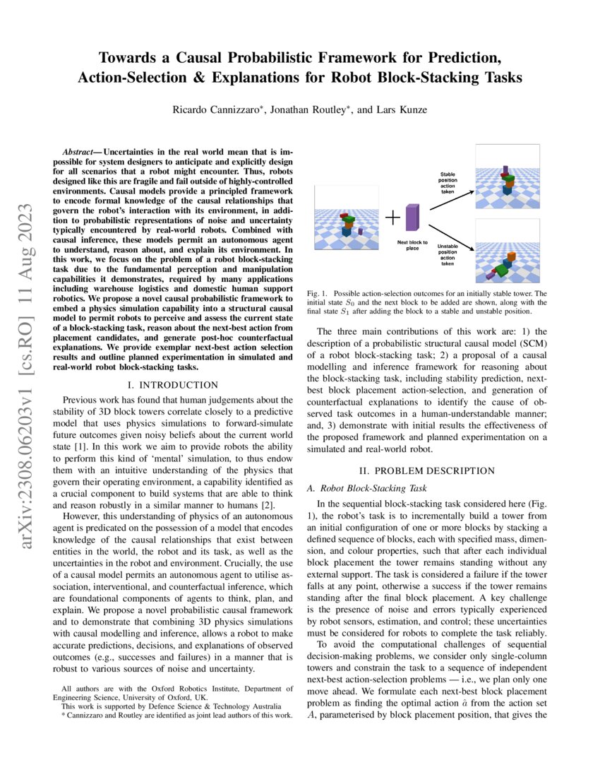 Towards a Causal Probabilistic Framework for Prediction, Action ...