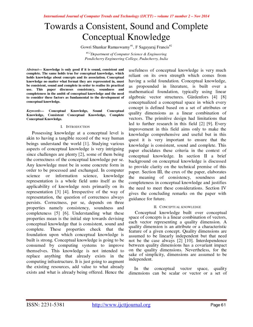 Towards a Consistent, Sound and Complete Conceptual Knowledge | DeepAI