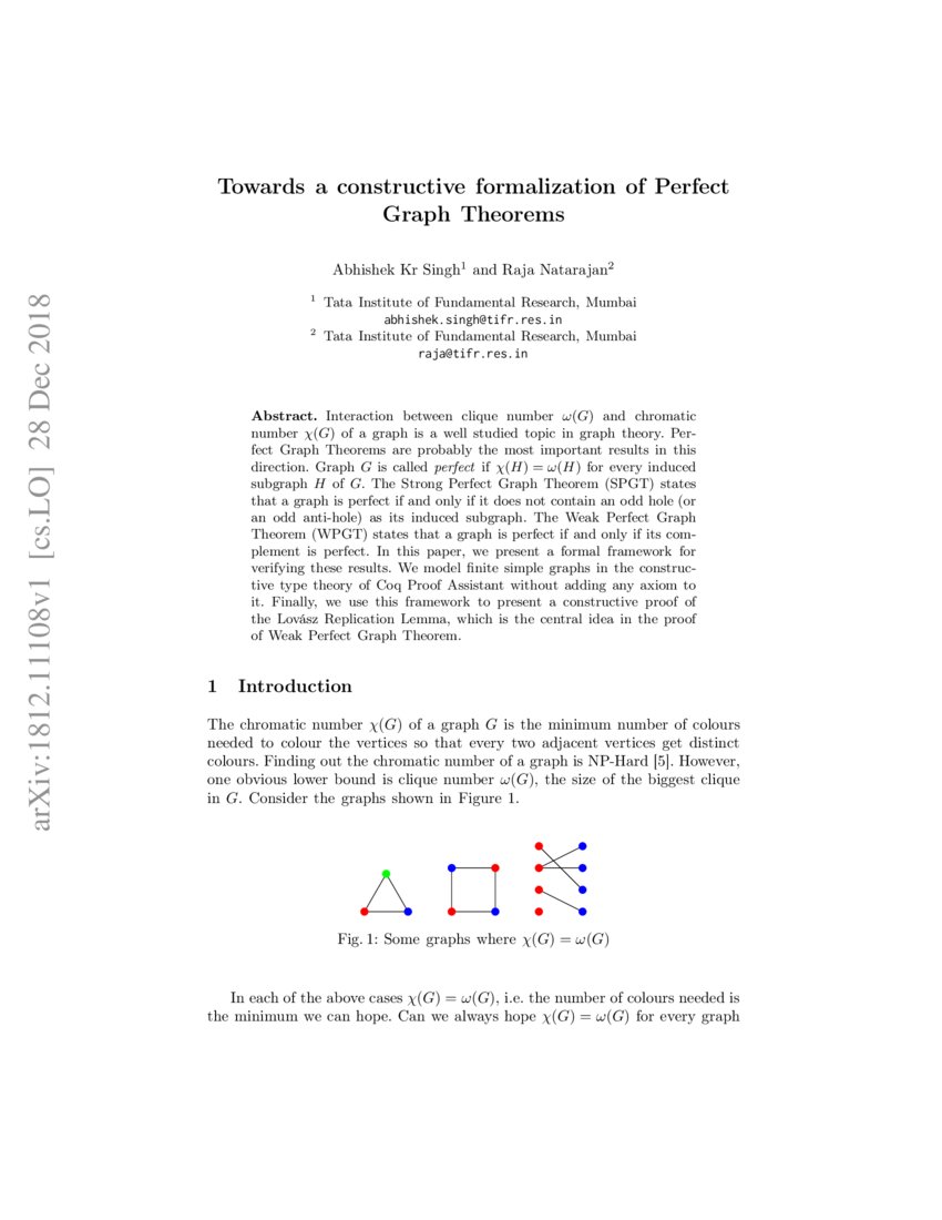 Towards A Constructive Formalization Of Perfect Graph Theorems Deepai