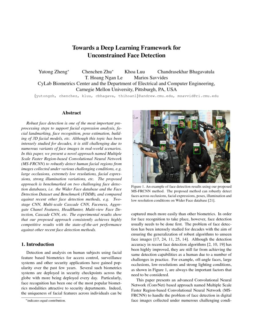 Towards A Deep Learning Framework For Unconstrained Face Detection Deepai