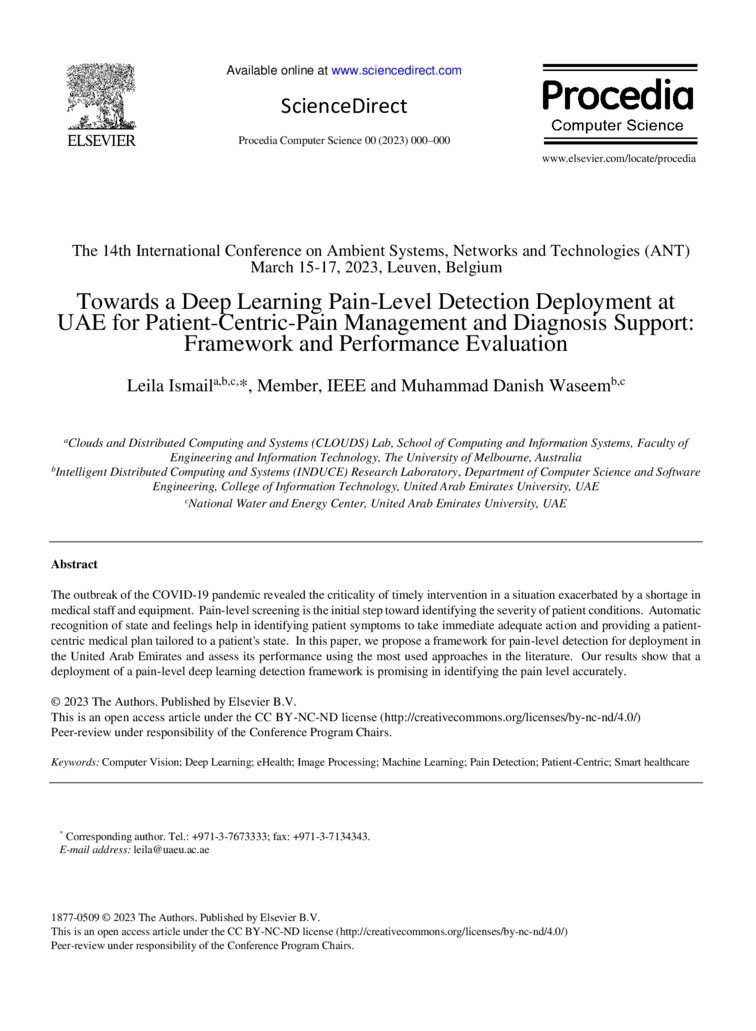 Towards a Deep Learning Pain-Level Detection Deployment at UAE for Patient-Centric-Pain ...
