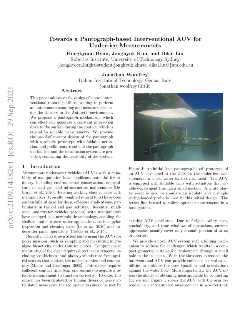 Towards a Pantograph-based Interventional AUV for Under-ice Measurement ...