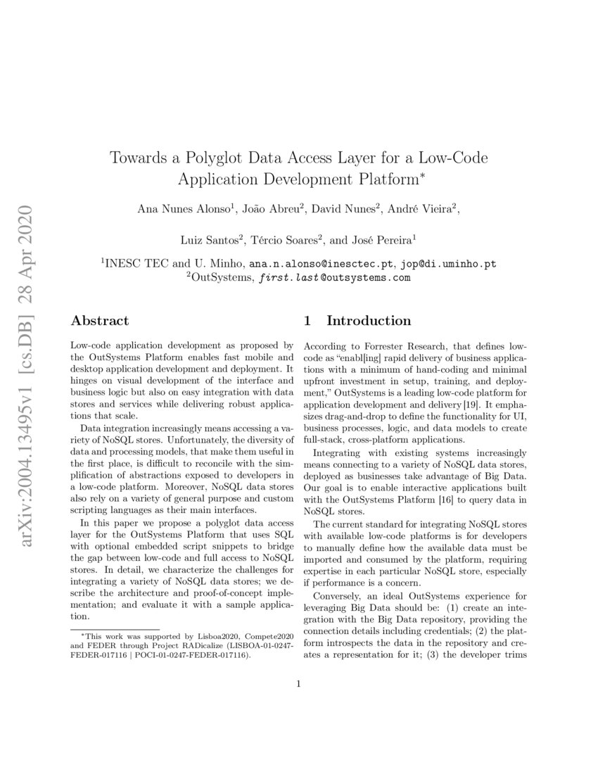 Towards a Polyglot Data Access Layer for a Low-Code Application ... Towards a Polyglot Data Access Layer for a Low-Code Application ...