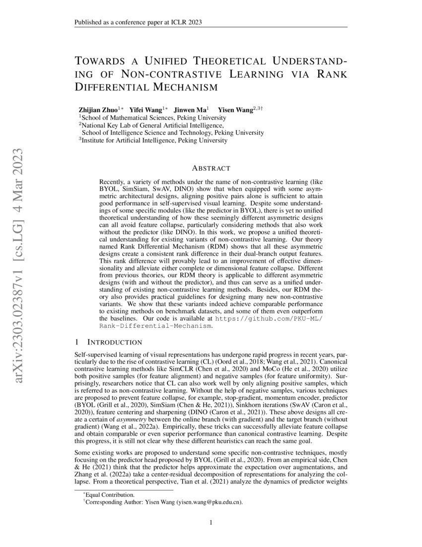 Towards a Unified Theoretical Understanding of Non-contrastive Learning ... Towards a Unified Theoretical Understanding of Non-contrastive Learning ...