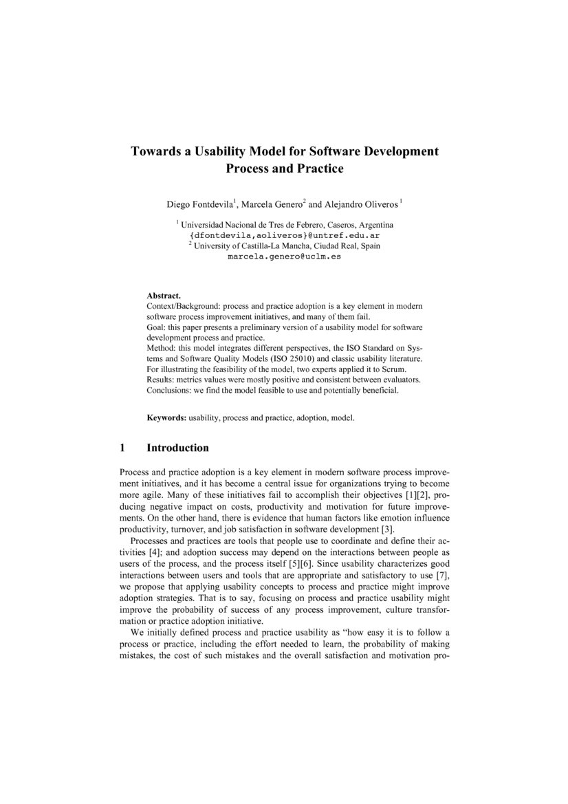 Towards A Usability Model for Software Development Process and Practice ...
