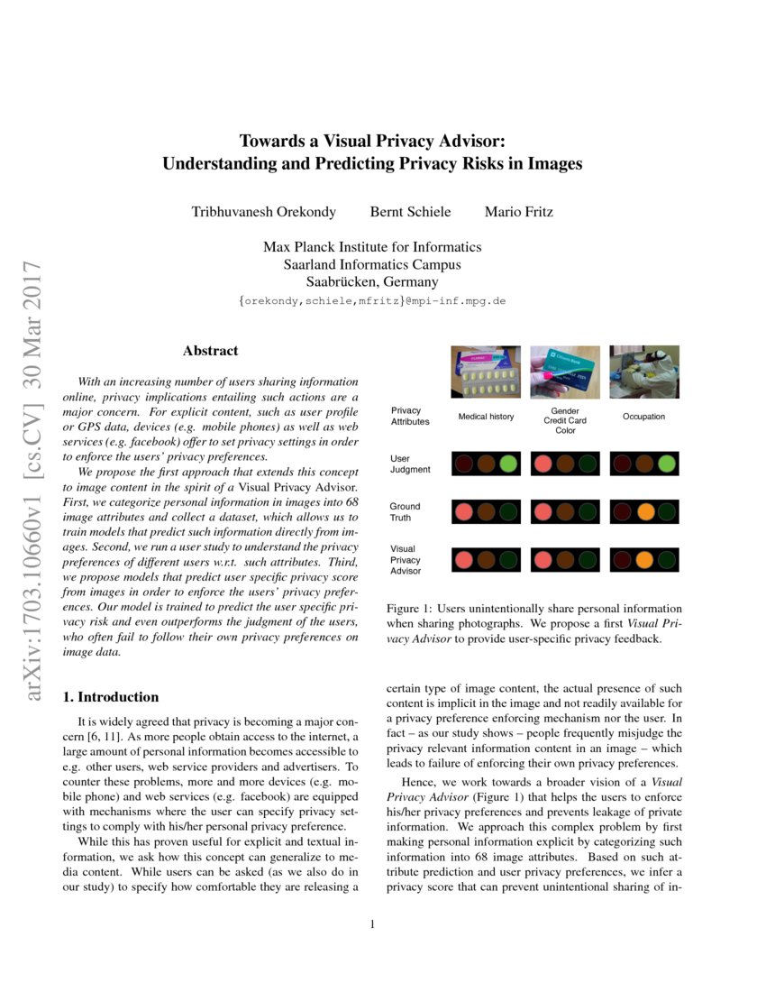 Towards a Visual Privacy Advisor: Understanding and Predicting Privacy ...