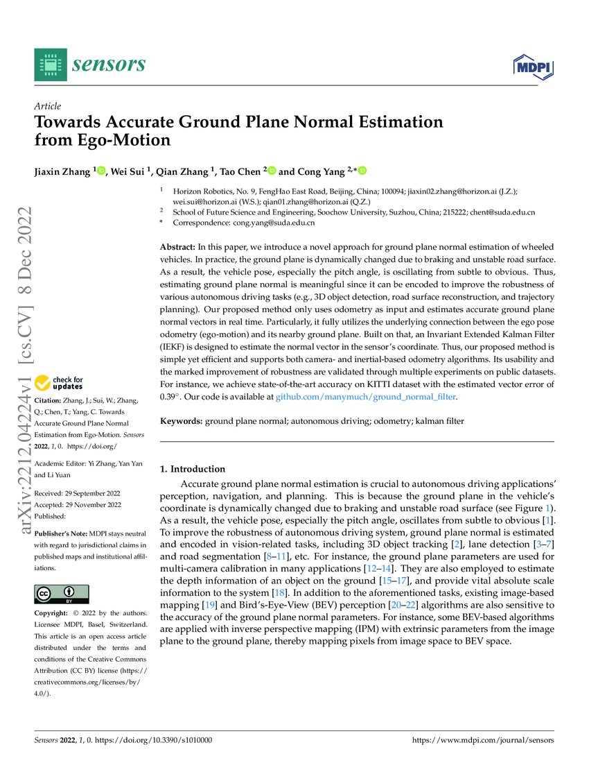 Towards Accurate Ground Plane Normal Estimation From Ego Motion Deepai