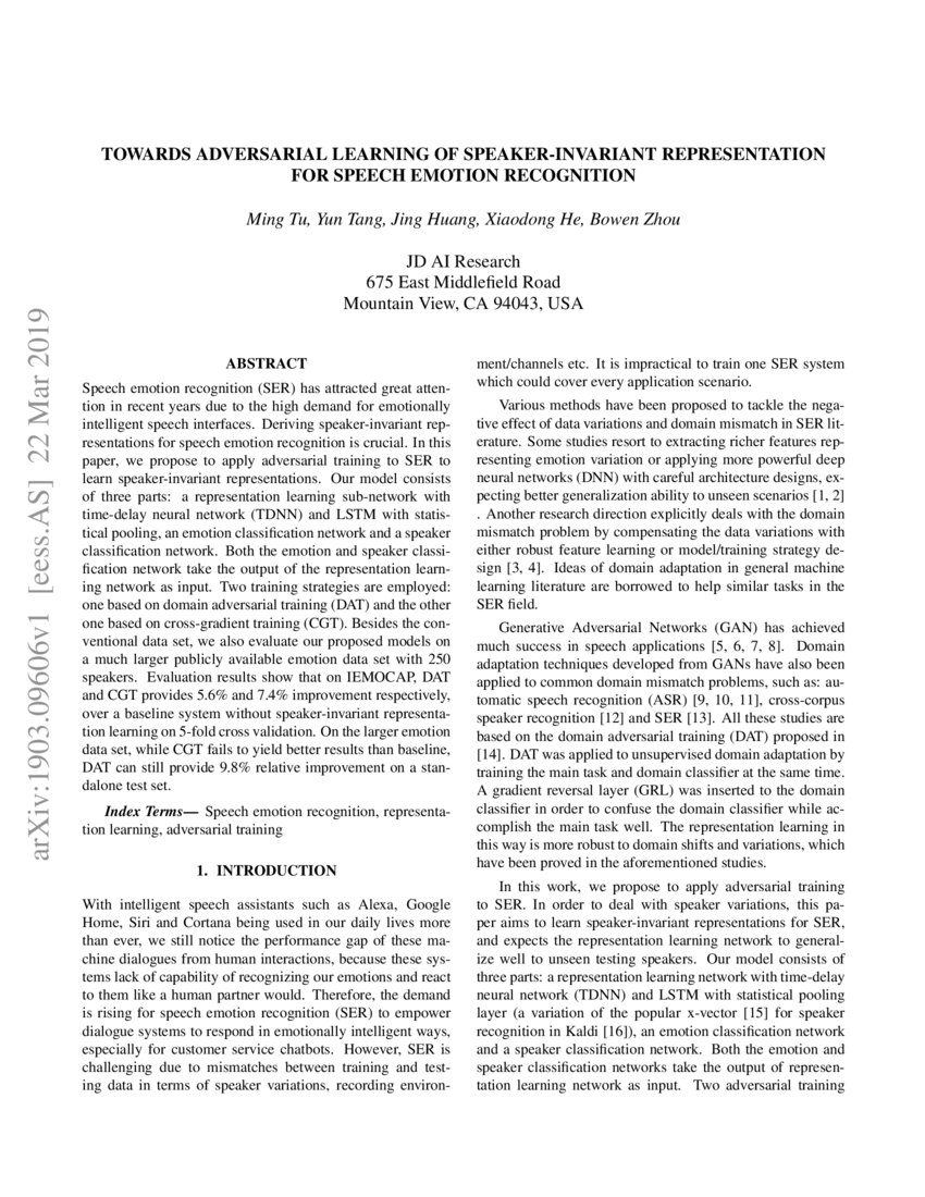 Towards Adversarial Learning Of Speaker Invariant Representation For Speech Emotion Recognition