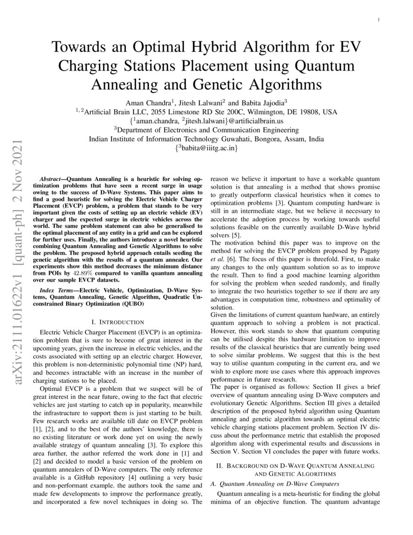 Towards an Optimal Hybrid Algorithm for EV Charging Stations Placement ...