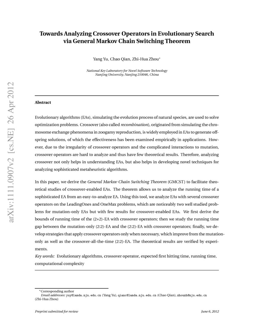 Towards Analyzing Crossover Operators in Evolutionary Search via ...