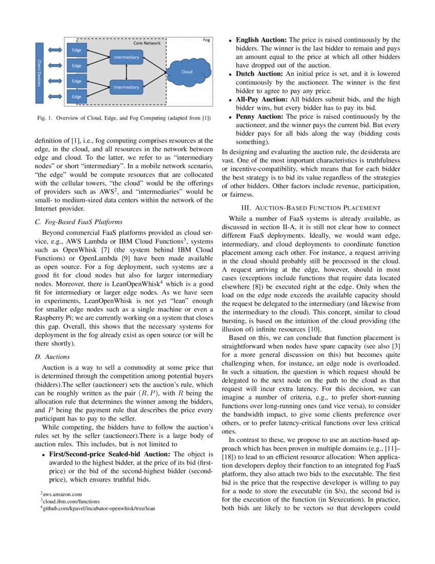 Towards Auction-Based Function Placement in Serverless Fog Platforms | DeepAI